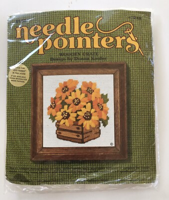 Vintage Needle Pointers Needlepoint Kit Wooden Crate Donna Kooler New ...