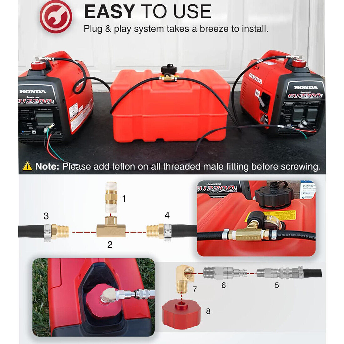 HND1.2CD Bergs II Dual System Fuel Extender Run Generator Kit for Honda ...