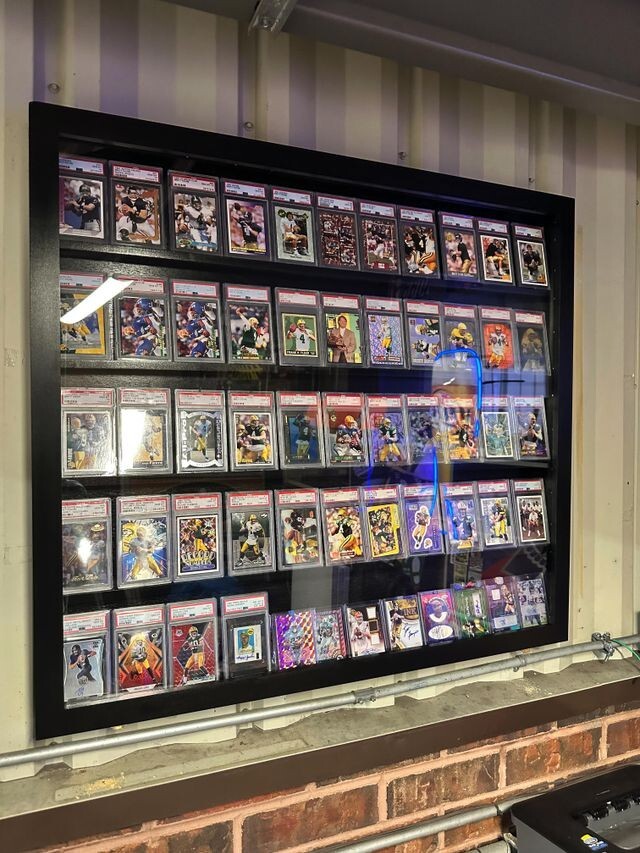 Graded Trading Card Display Case USA Made 55 Sport Oak Wood Baseball ...