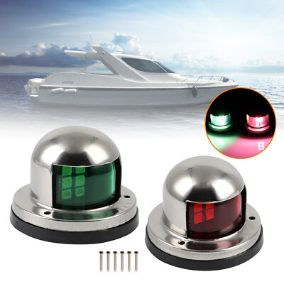 2x 12V Stainless Steel LED Bow Navigation Lights Marine Boat Yacht ...