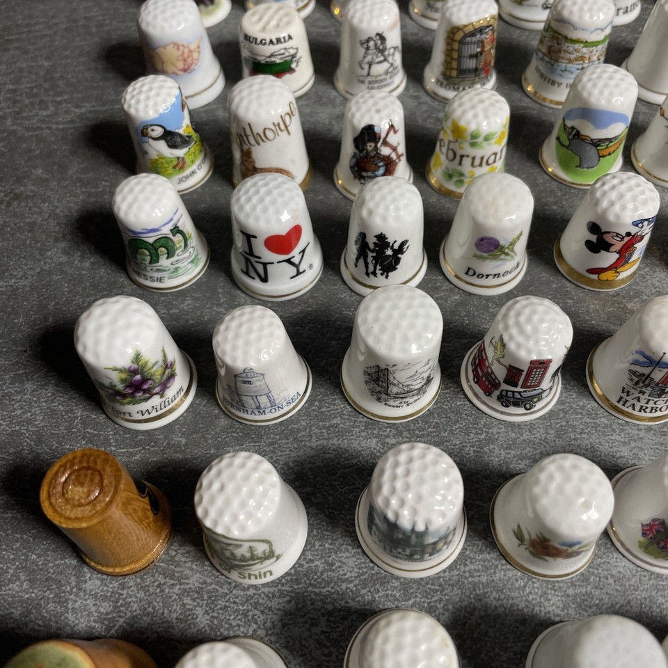 Vintage Lot Of 117 Thimbles Sewing Collectible Mixed Sizes and Styles ...