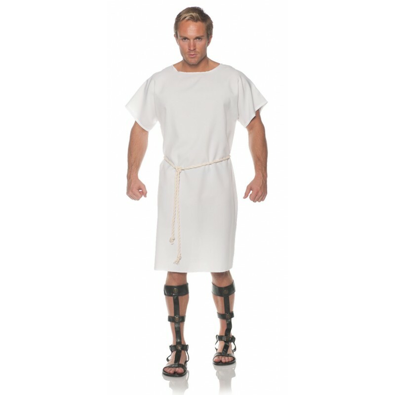 MENS MALE ROMAN SPARTAN GREEK GOD TOGA COSTUME GOWN ROBE TUNIC SHEPARD ...
