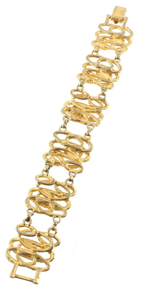 Vintage Cool Brutalismus Mod Schleifen Link Gold Ton Designer Armband 7 ...