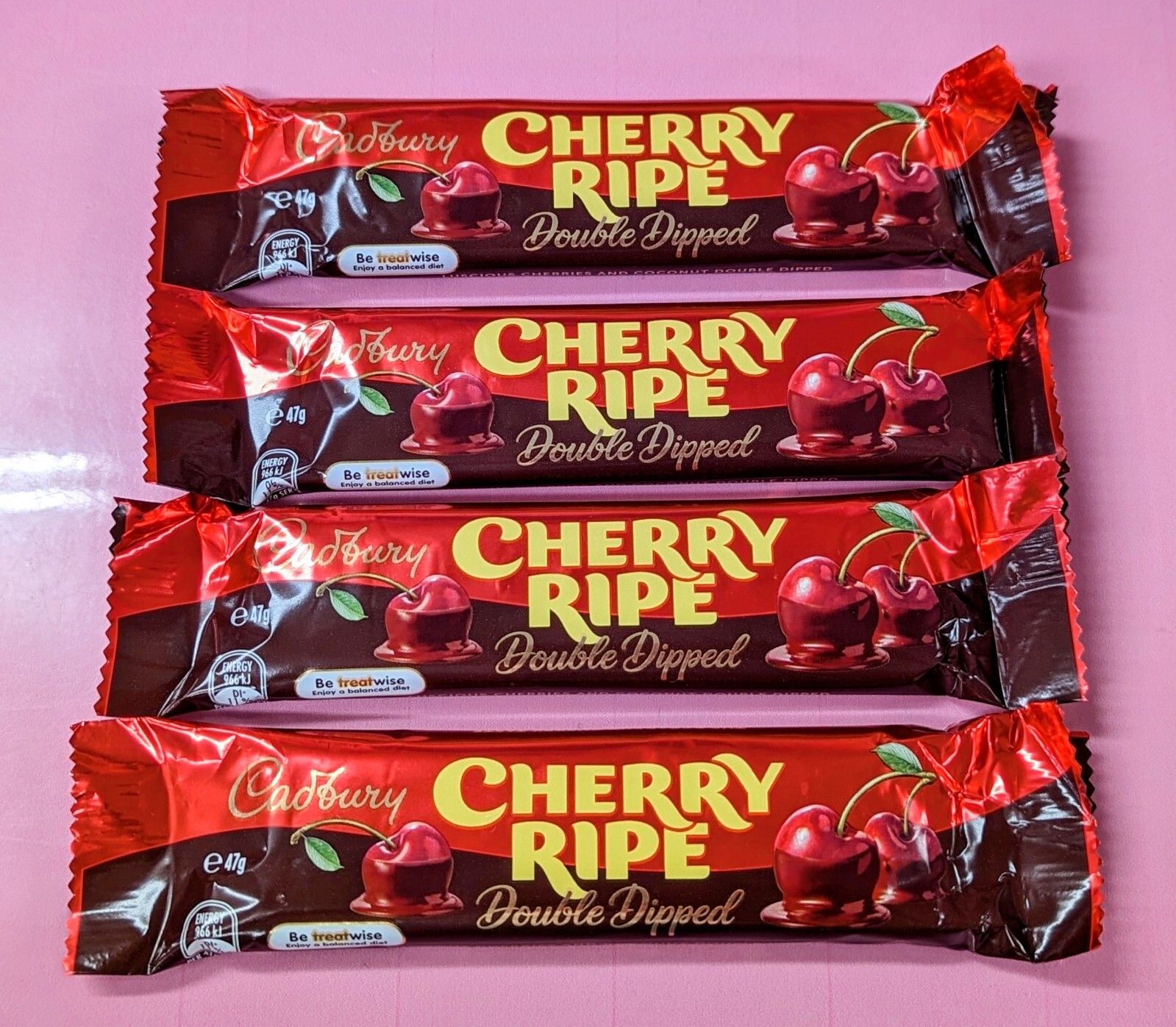 FOUR RARE Cadbury's Double Dipped Cherry Ripe Bars 47g Australian ...