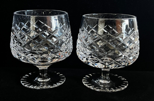 Vintage Diamond Cut Lead Crystal Set of 2 Snifters Cognac Brandy ...
