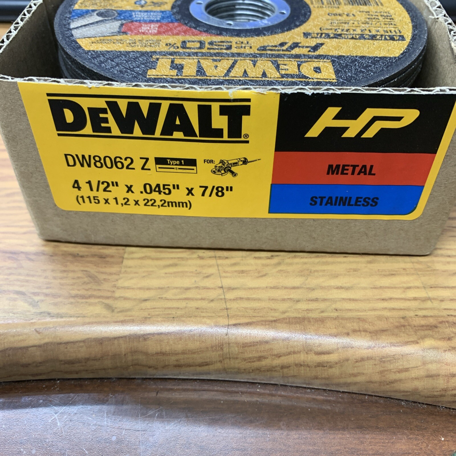 (25)-DEWALT DW8062 Z TYPE 1 Metal Cut-off/Stainless Wheel 4.5"x.045"x7 ...