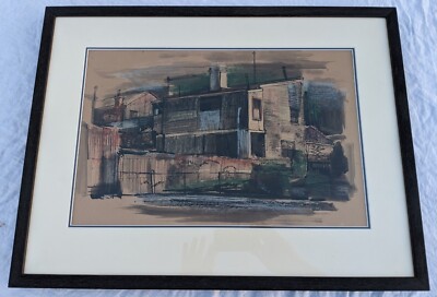 Kenneth JACK (1924-2006) old terrace houses original mixed media ...