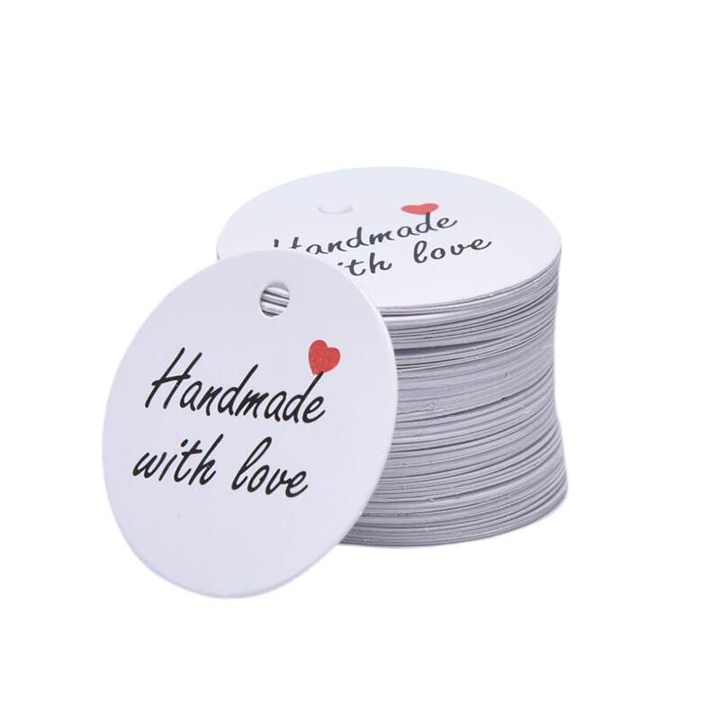 100Pcs Thank you Tag Craft Paper Hang Tag Label with 20m jute Wedding ...