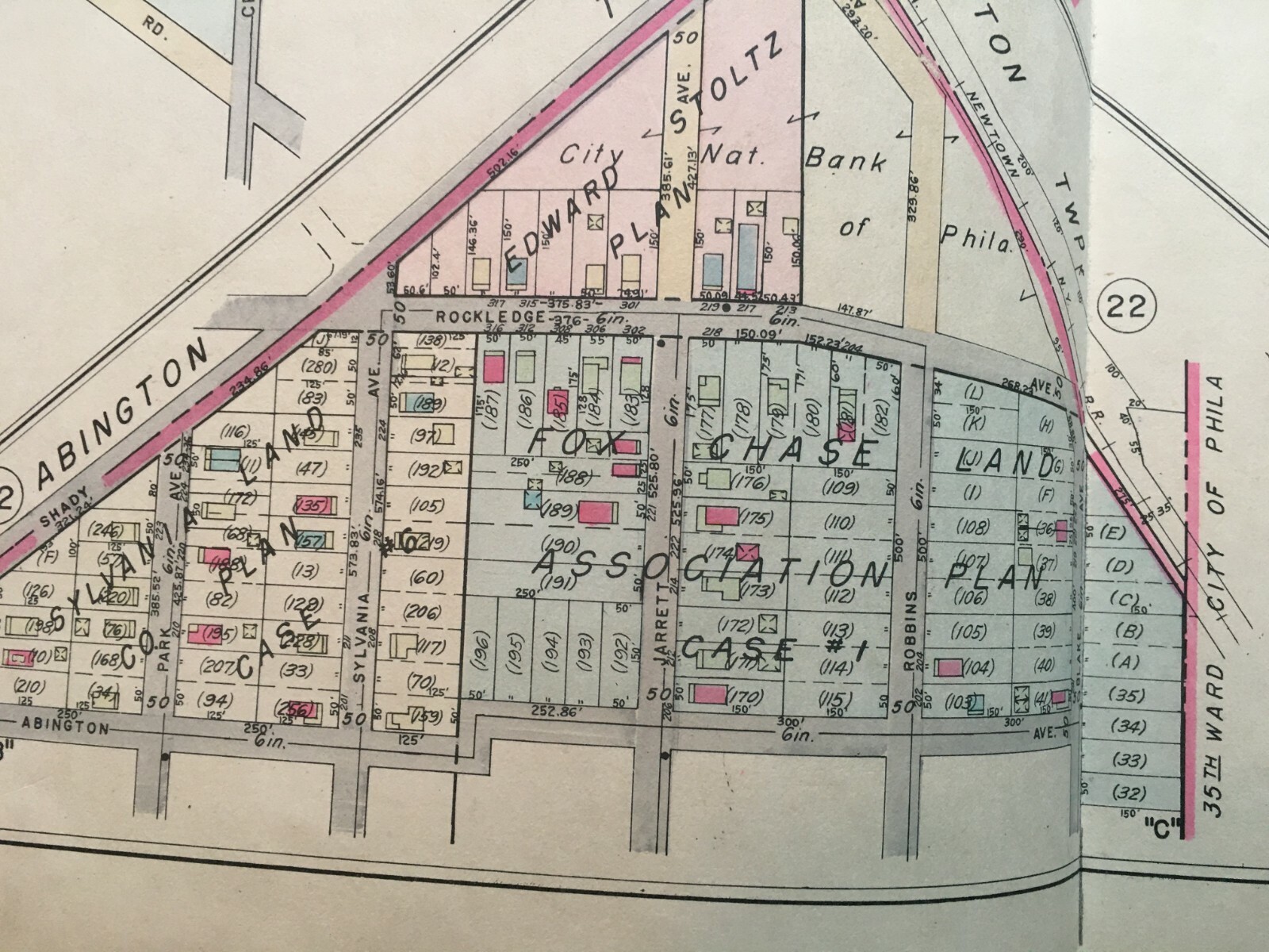 1937 ROCKLEDGE & ABINGTON TWP MONTGOMERY CO PA KIRKWOOD AVE TO PHIL ...