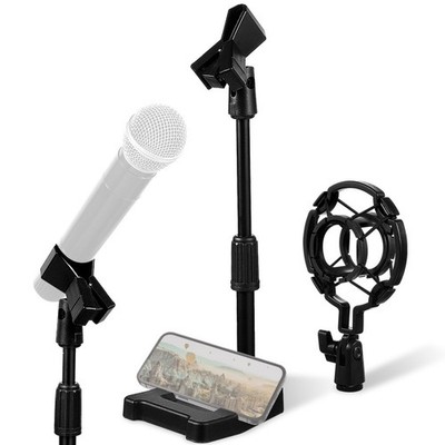 Desk Microphone Stand Adjustable Table Mic Stand with Shock Mount ...