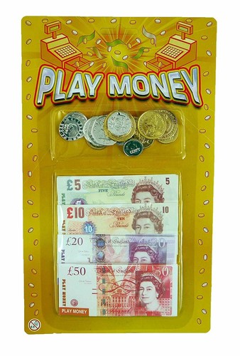 2 PK Children's Toy Play Money Pretend Role Shops Toy Cash £ Pound ...