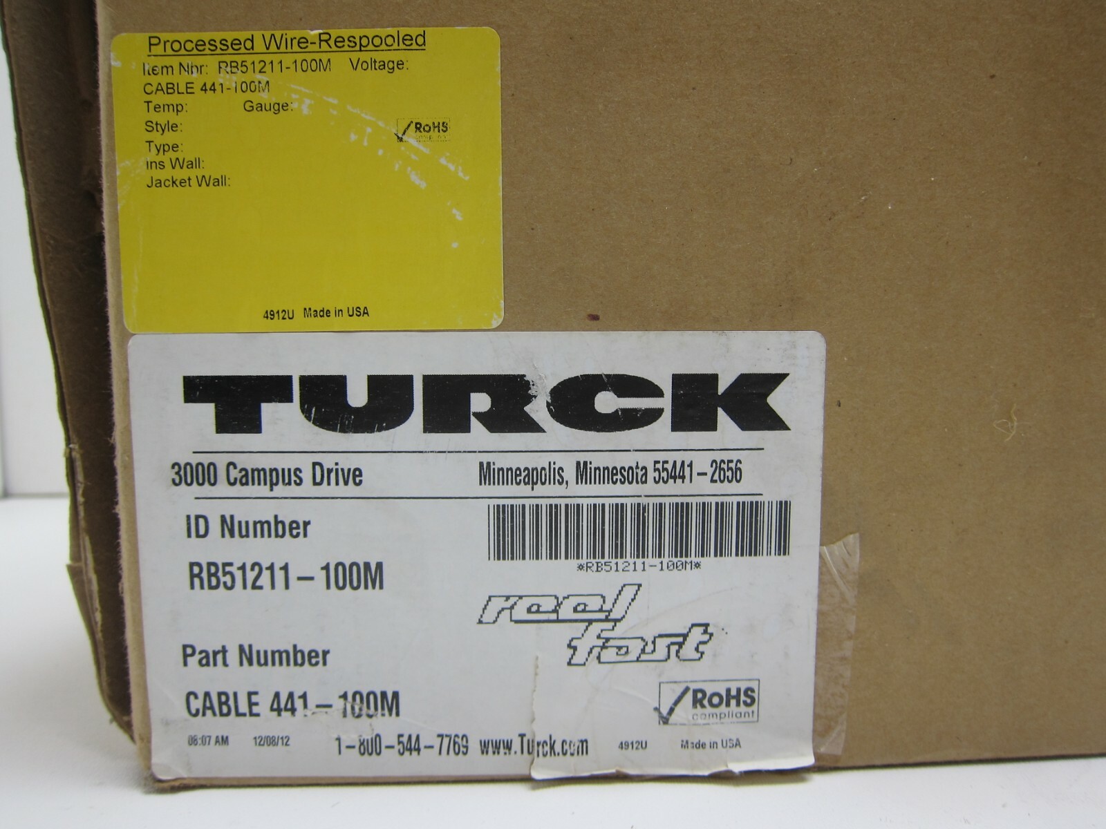 Turck RB51211-100M Cable; 4/24 AWG Stranded; 100 Meter | eBay