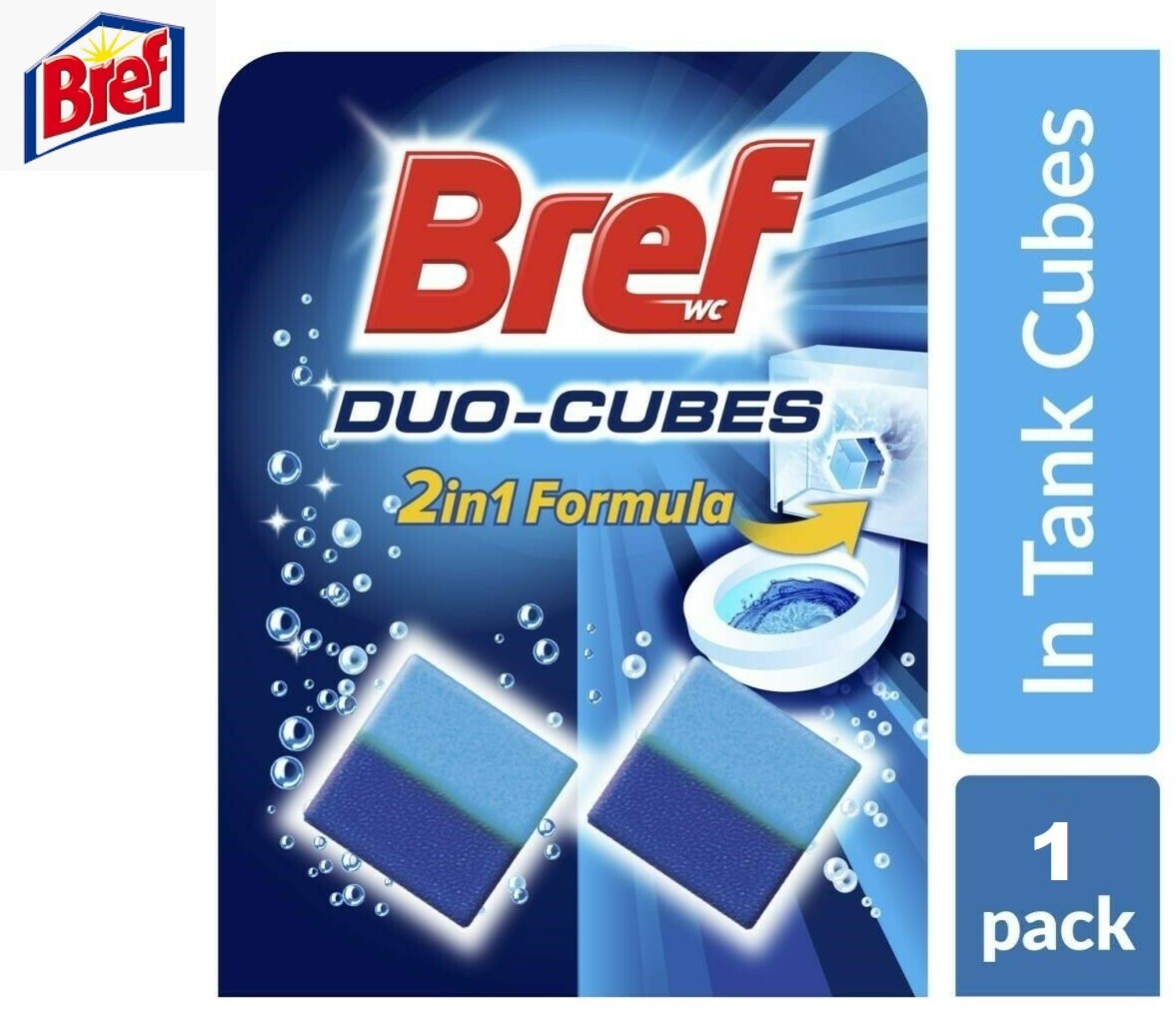 2 in 1 Bref Duo Cubes Formula Cistern Block Toilet Cleaner (2x 50g) 1 ...