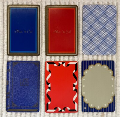 6 Vintage Playing Cards ~ Designs ~ Art Deco/Monogram/Plaid/Book ...