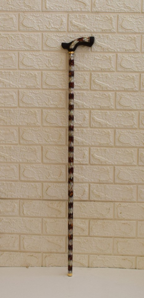Handmade 38" Mother of Pearl Inlaid Ebony Wood Walking Stick Cane ...