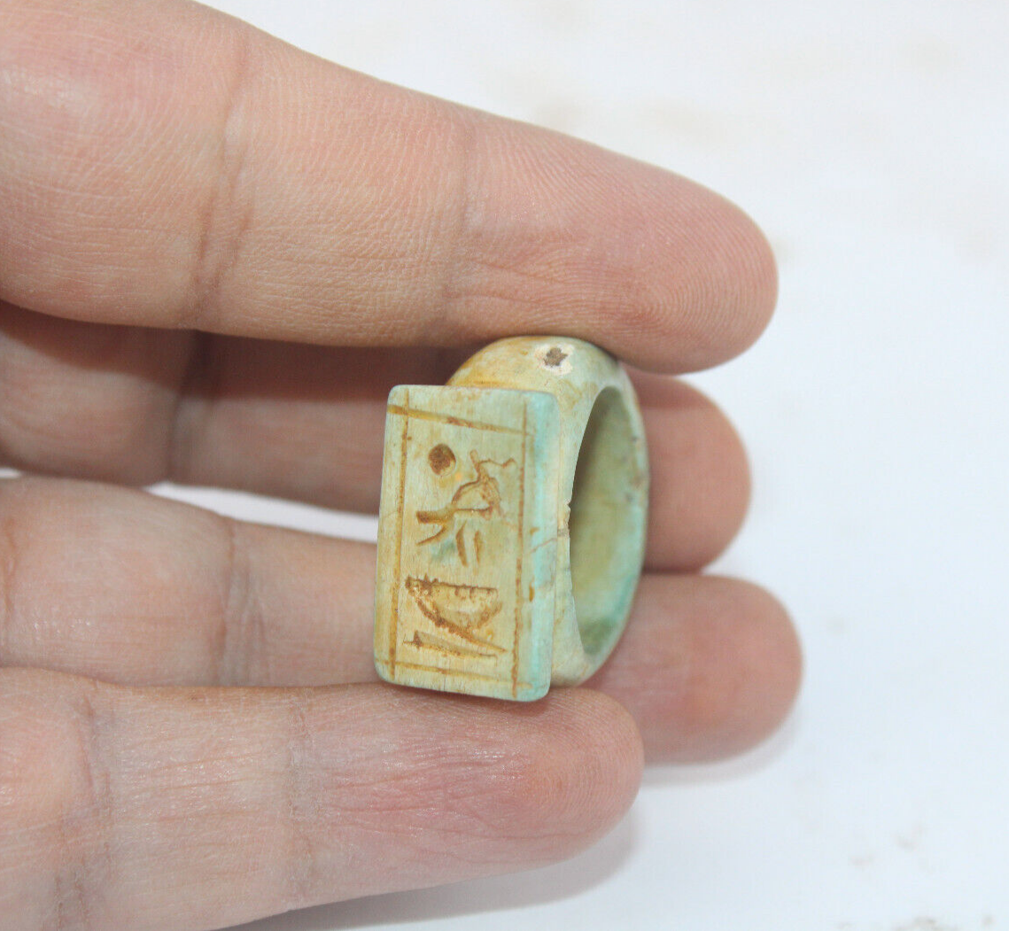 RARE ANCIENT EGYPTIAN ANTIQUE PHARAONIC CARTRIDGE Ring Scarab Stone ...