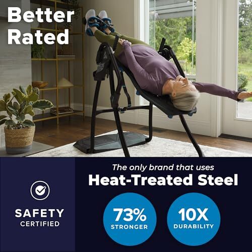 TEETER FITSPINE LX9 INVERSION TABLE DELUXE EASY-TO-REACH LOCK - BLACK ...