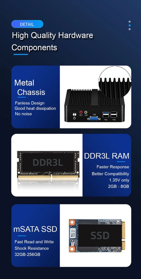 Fanless Mini PC Intel Celeron N2930 J1900 N2840 4 Core Industrial Mini ...