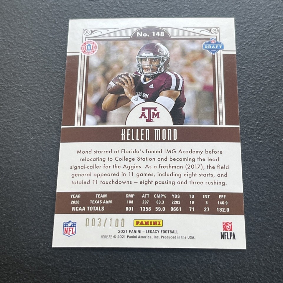 2021 Panini Legacy Kellen Mond GREEN PARALLEL RC #3/100 | eBay