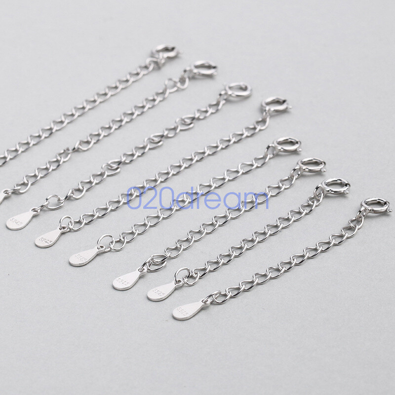 2PC 925 Sterling Silver Safety Chain Extenders Necklace Extencion ...