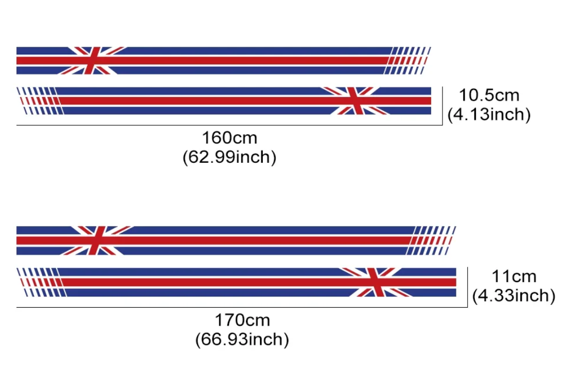 2 PCS Graphics Union Jack Car Sticker For Mini Cooper S Side Door ...