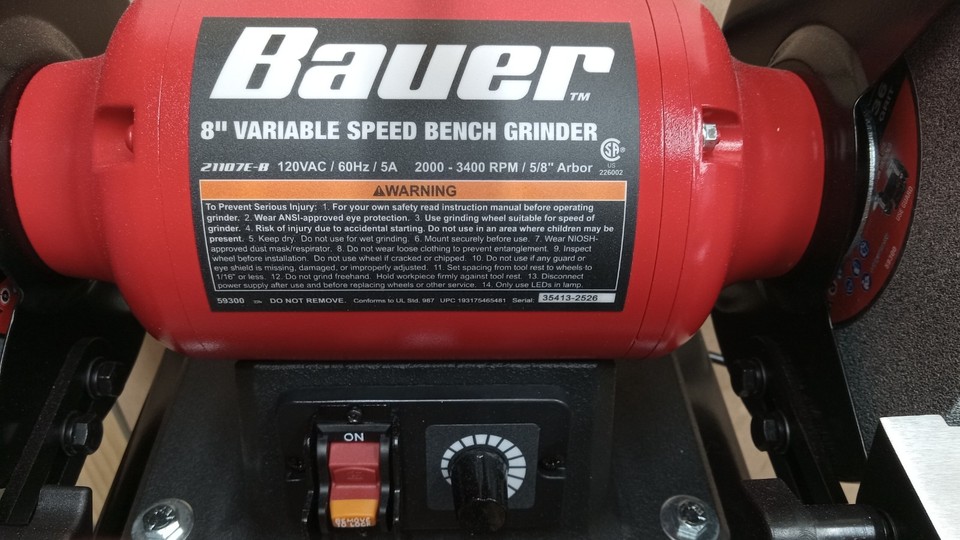 BAUER 8 in. Variable-Speed Bench Grinder with LED Work Light & used Wen ...