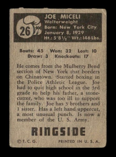 1951 Ringside #26 Joe Miceli VG X2623950 | eBay
