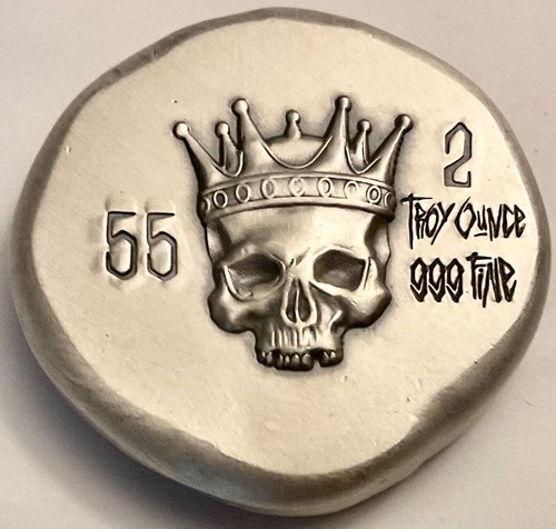 Rare RECKLESS METALS - SKULL CROWN SERIAL # 55 - 2 OZ .999 SILVER ART ...
