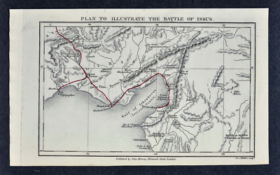 c 1850 Murray Map - Battle of Issus - Alexander the Great Turkey Greece ...
