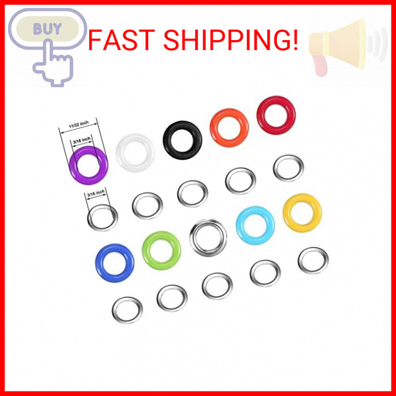 400 Sets 3/16 Inch Multi-Color Grommets Kit Metal Eyelets with ...