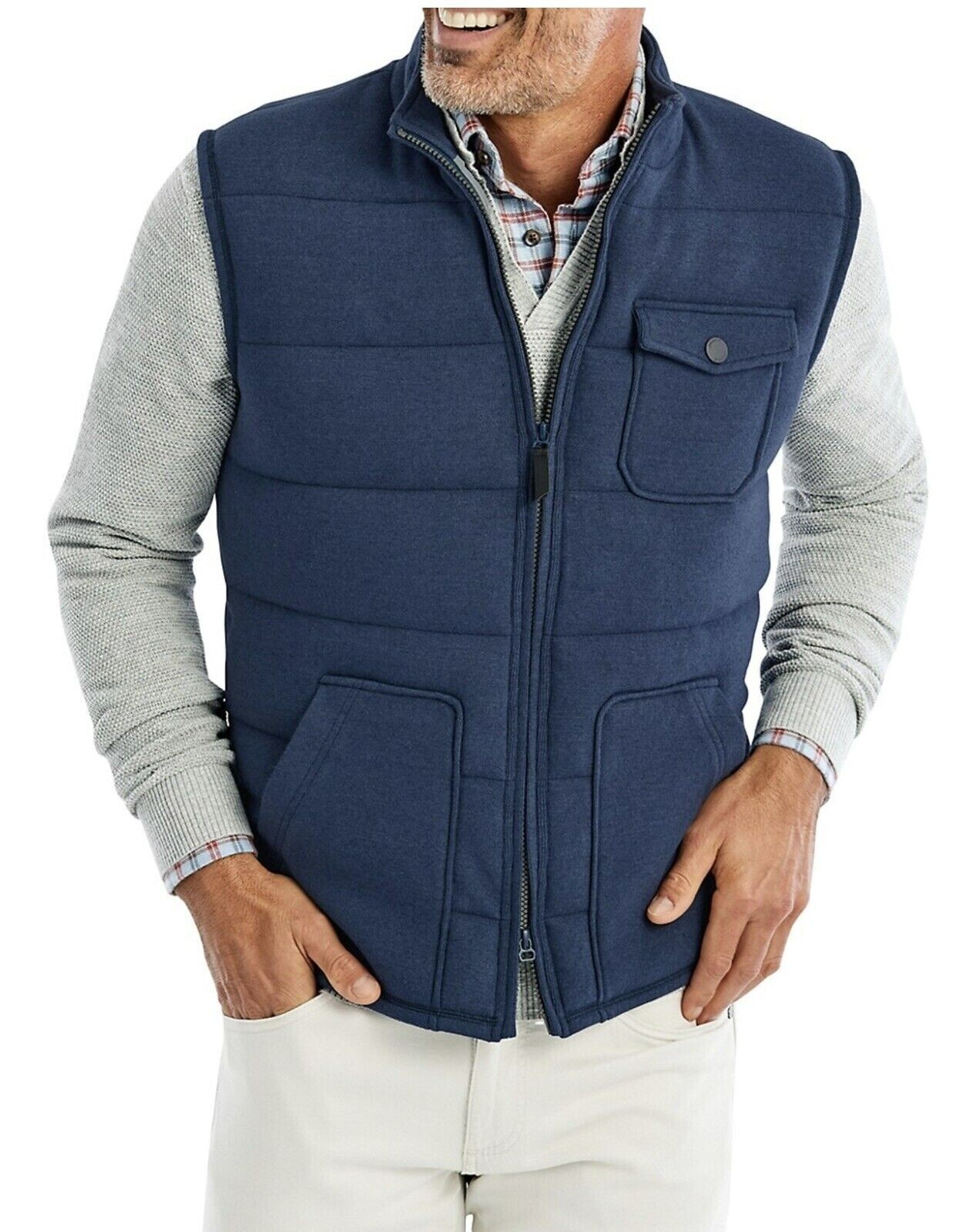 $248 Brand New Johnnie O Mo Quilted Camper Vest in wake navy blue color ...