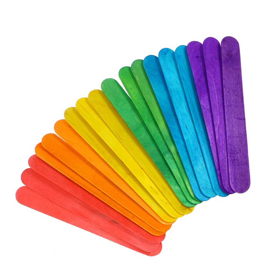 200PCS Natural Jumbo Colored Wood Craft Sticks Wood Colored Craft ...
