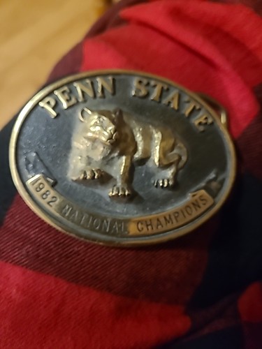 Rare 1982 PENN STATE National Champions Brass Belt Buckle Collectible ...