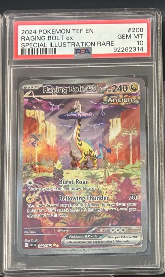 Pokemon TCG Raging Bolt ex PSA 10 GEM SIR #208 READ DESCRIPTION | eBay