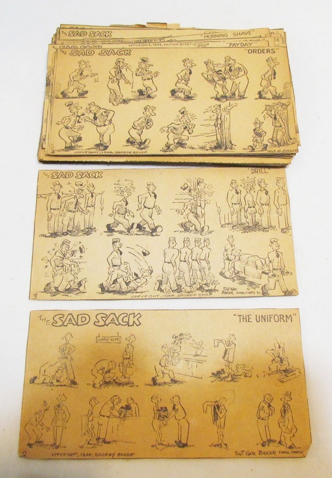 SAD SACK BIG LOT 85 COMIC STRIPS CUT FROM NEWSPAPER c. 1944 GEORGE ...