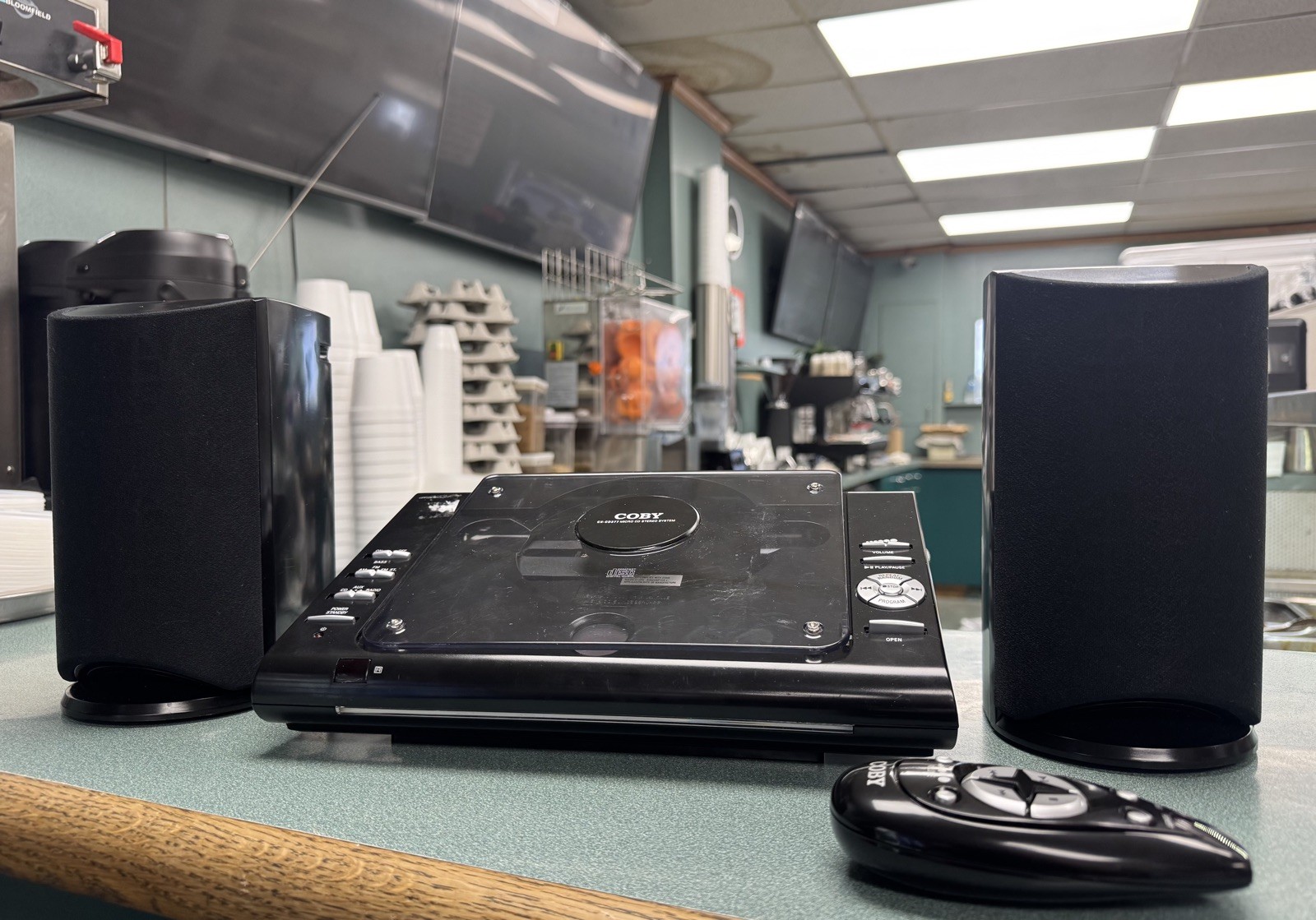 Coby CX-CD377 Micro Cd Stereo System Tested Works w/ Remote w/ Speakers ...