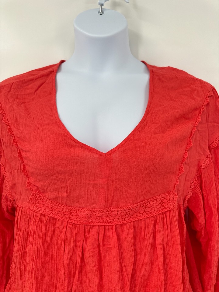New Romantic Peasant Top Small Boho Cottagecore V Neck Crop Red ...