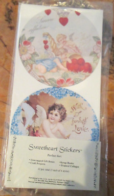 Victorian Valentine Cherub Stickers 12 pc. 4 designs Ephemera crafts 4. ...
