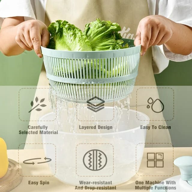 Vegetables Salad Spin Large Wash Dry Spinner- Greens Fruits Vegetable ...