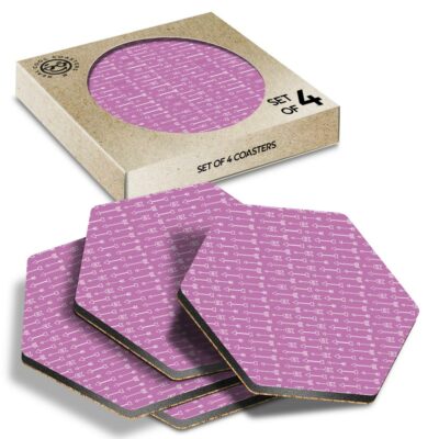 4 x Hexagon Coasters - Lilac Arrow Pattern Boho Hippy Print #45559 | eBay
