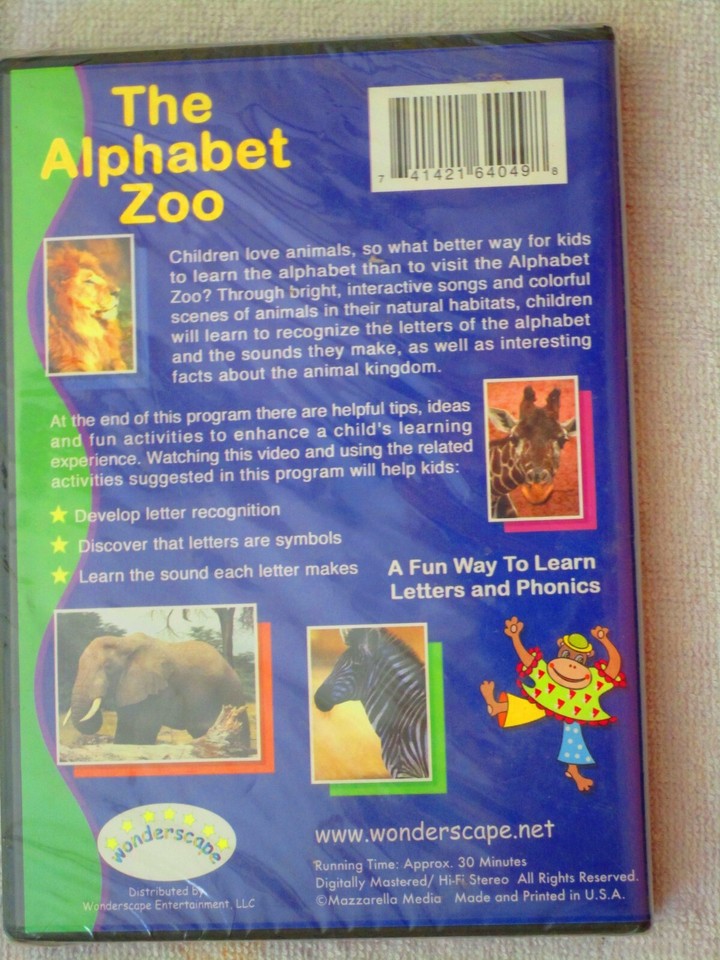 The Alphabet Zoo DVD (For Ages 2 to 6) (Mazzarella Media) FREE SHIPPING ...