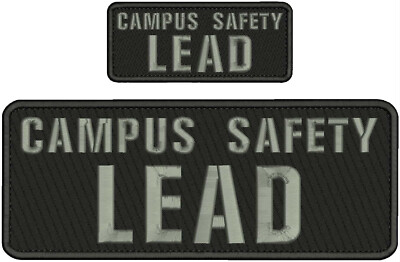 CAMPUS SAFETY LEAD EMBROIDERY PATCH 4X11 & 2x5 hook ON BACK/BLK/GRAY | eBay