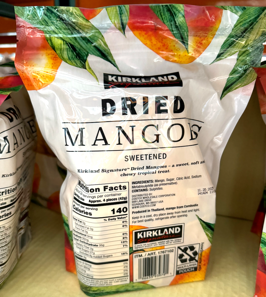 Kirkland Dried Mangoes 35oz Sweetened Mango Pieces 1 Pack | eBay