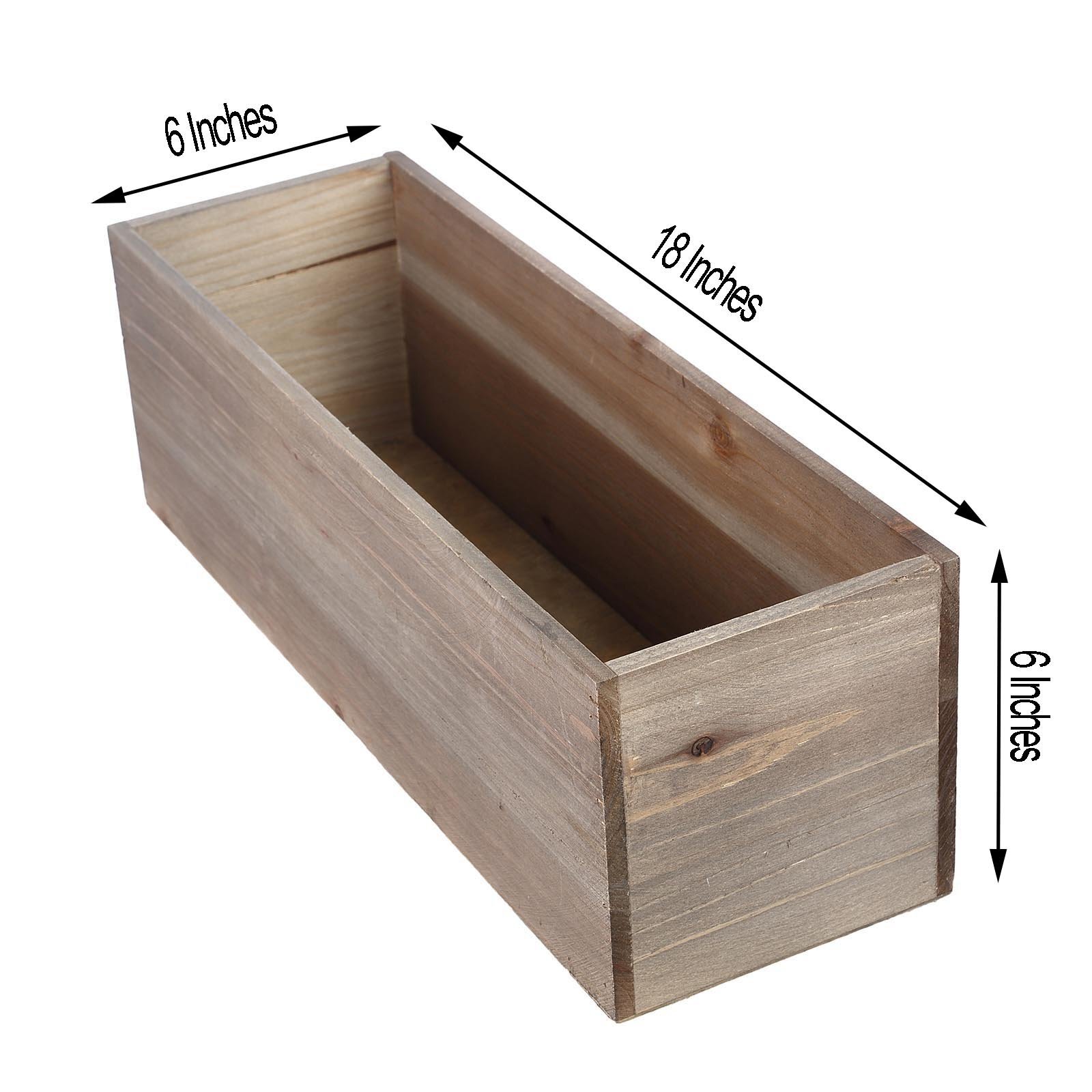 18x6 inches Natural Wood Rustic Rectangular Planter Boxes Party Home ...