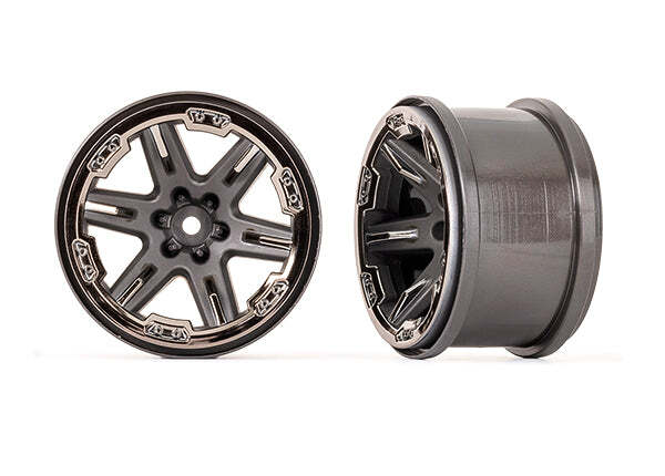 Traxxas Wheels, RXT 2.8" (charcoal gray & black chrome) (2) 6772-BLKCR ...