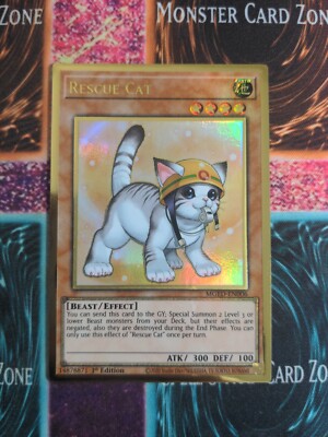 Yu-Gi-Oh! Rescue Cat (Alt Art) MGED-EN006 1st Edition Premium Gold Rare ...
