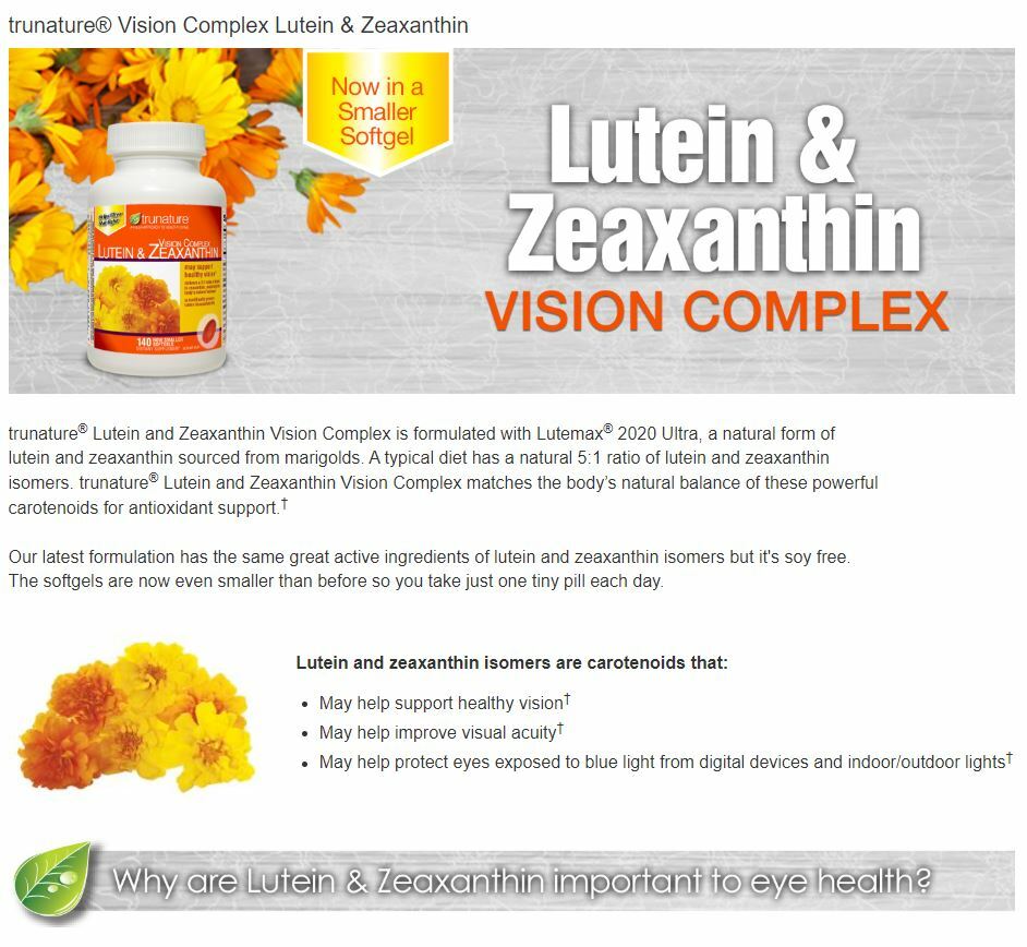 Pack Trunature Vision Complex Lutein Zeaxanthin, 140, 50% OFF