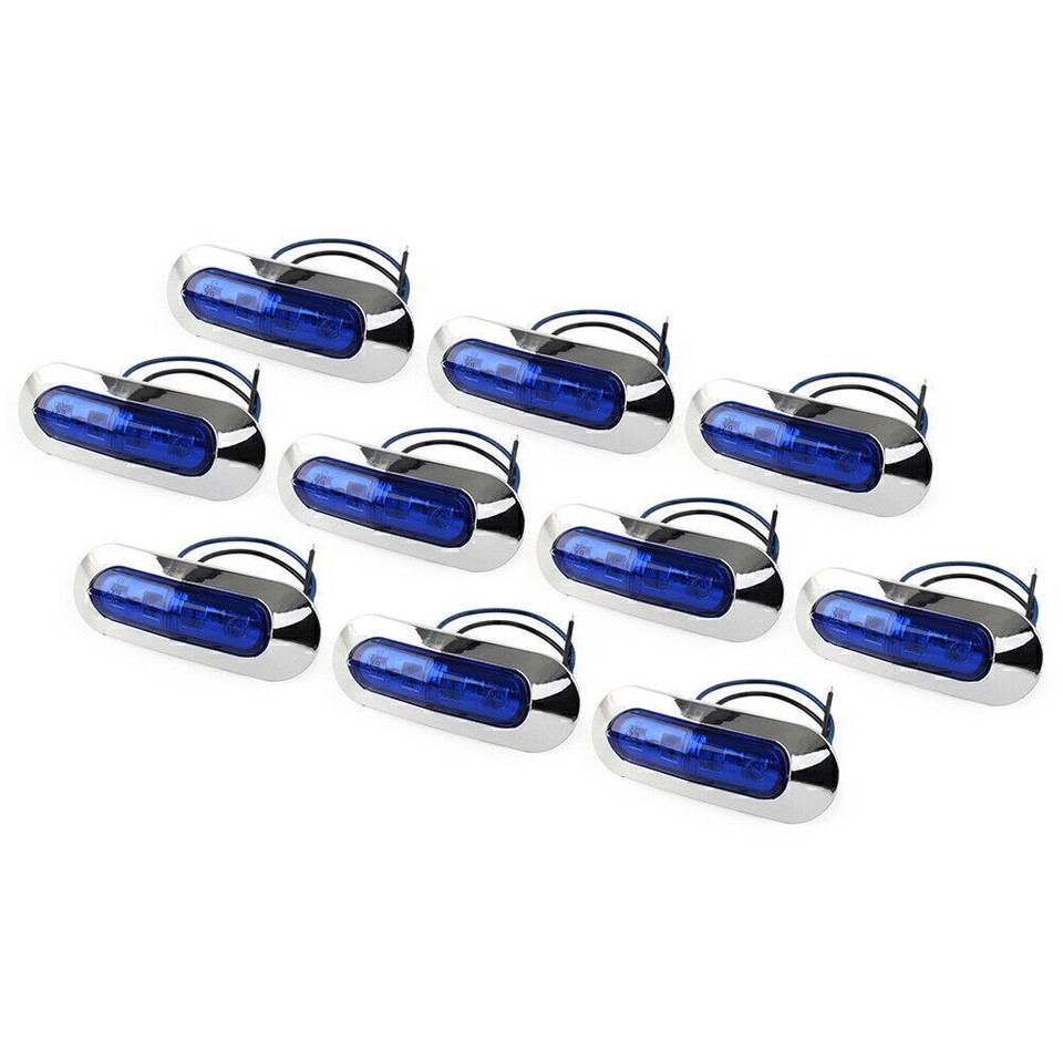 10x Blue 4 LED Side Clearance Marker Light For Car Truck Trailer Pickup ...