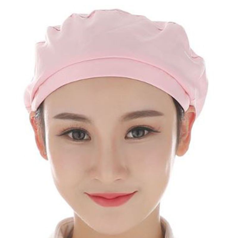 Working Cap Adjustable Elastic Back Bouffant Hat Solid Color Hair ...