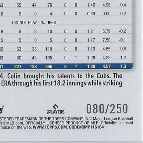 2025 TOPPS UPDATE COLIN REA #US335 PURPLE HOLO FOIL 80/250 CUBS | eBay
